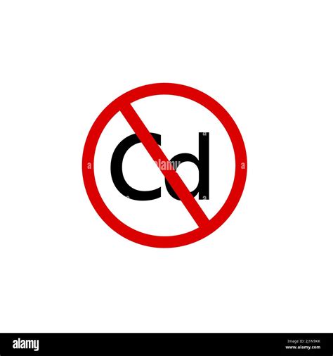 Cadmium Free Icon Vector Cd Chemical Symbol In Red Crossed Circle