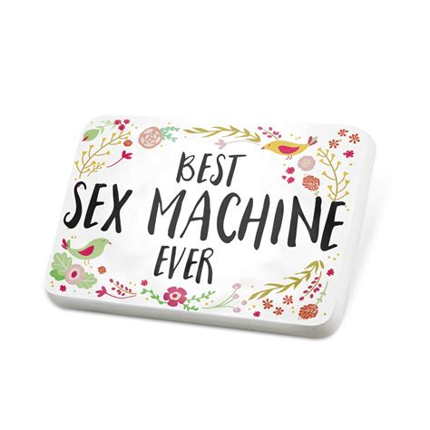 Porcelein Pin Happy Floral Border Sex Machine Lapel Badge Neonblond