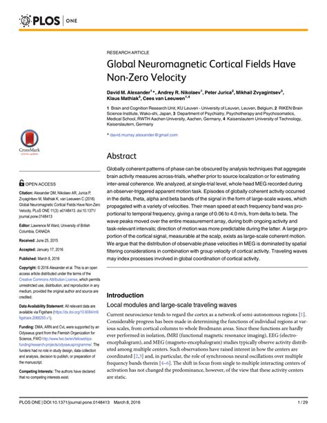 Pdf Global Neuromagnetic Cortical Fields Have Non Zero Velocity