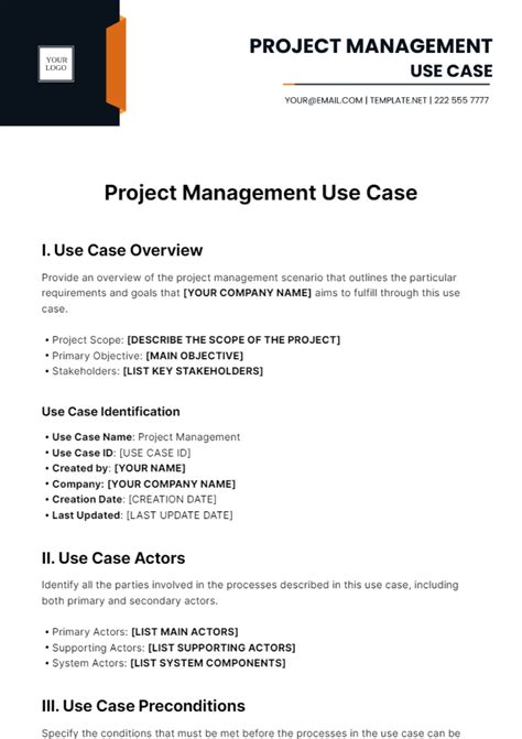 Free Project Management Industry Use Case Template To Edit Online