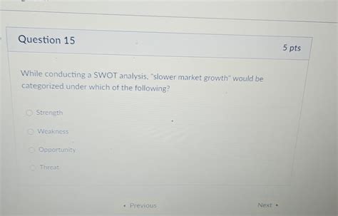 solved question 155 ﻿ptswhile conducting a swot analysis