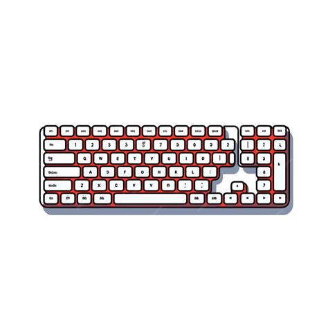 Premium Vector White Keyboard Cartoon Illustration With Red Border
