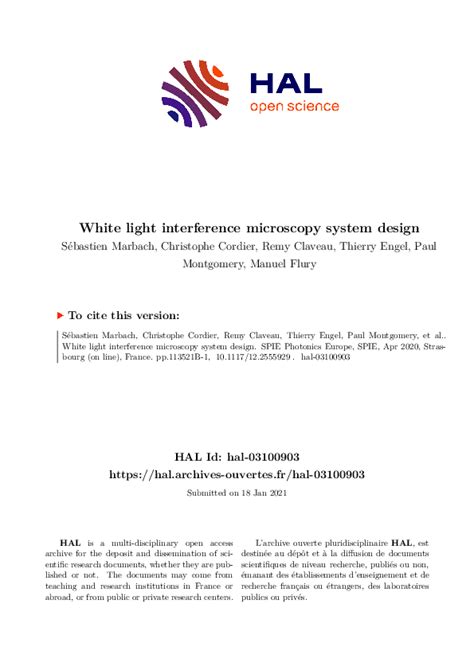 Pdf White Light Interference Microscopy System Design