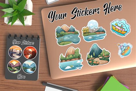Blank Notebook And Laptop Sticker Mockup Graphic By Ramis Design