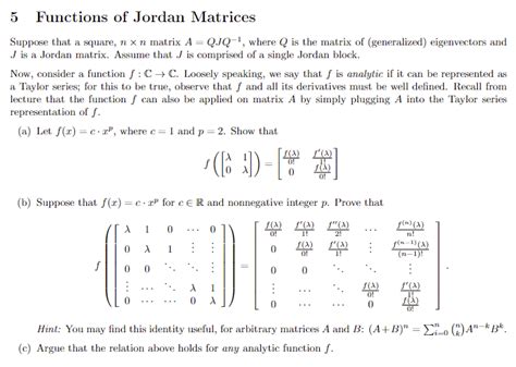 Solved 5 Functions Of Jordan Matrices Suppose That A Square