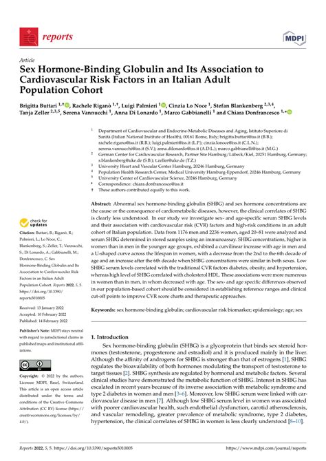 Pdf Sex Hormone Binding Globulin And Its Association To