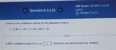 Solved Construct The Confidence Interval For The Population