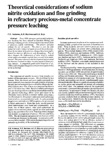 Pdf Theoretical Considerations Of Sodium Nitrite Oxidation And Fine