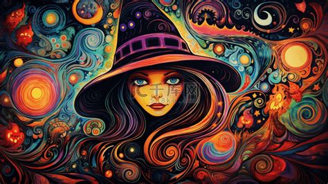 万圣节可爱的魔女插画图片 千库网