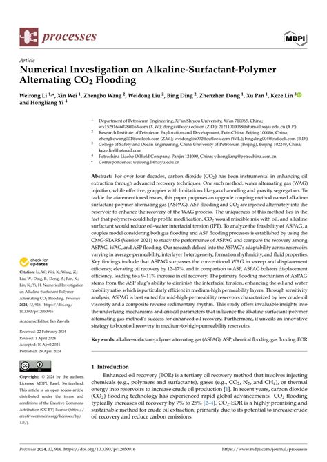 Pdf Numerical Investigation On Alkaline Surfactant Polymer Alternating Co2 Flooding