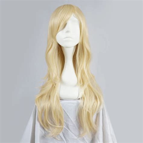 28 Long Wavy Light Blonde Anime Cosplay Party Full Wigwig Cap Heat