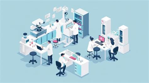Isometric Illustration Of A Laboratory With Scientists Working On Research And Development