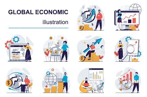 Premium Vector Global Economic Concept With Character Situations Mega Set Vector Illustrations