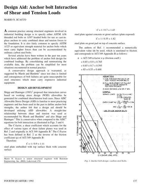 Anchor Bolts Interaction Of Shear And Tension Loads Pdf Pdf