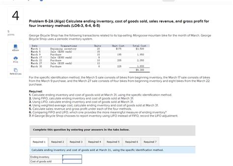 Solved Problem 6 2a Algo ﻿calculate Ending Inventory Cost