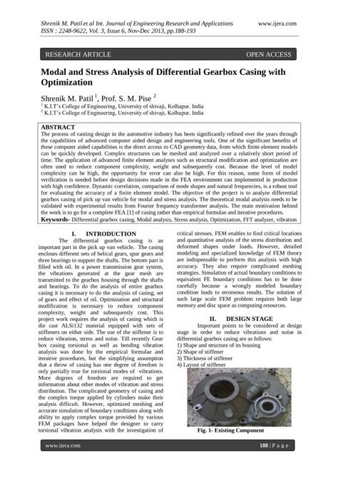Pdf Modal And Stress Analysis Of Differential Gearbox Casing · Pdf Filemodal And Stress