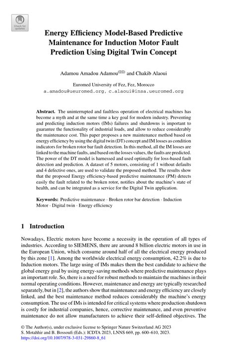 Pdf Energy Efficiency Model Based Predictive Maintenance For Induction Motor Fault Prediction