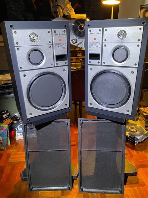 Vintage 1984 Technics Sb F75 Speakers 3 Way Honeycomb Disc Tweeter Flat