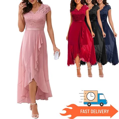 Damen Spitze Abendkleid Partykleid Brautjungfer Cocktailkleid