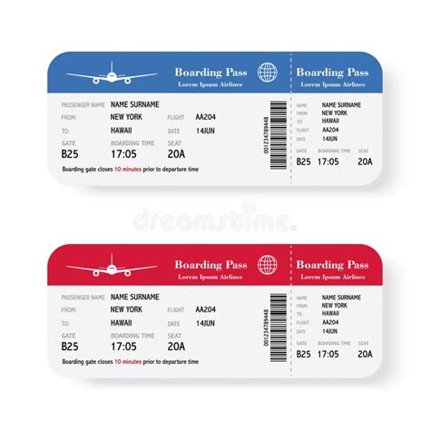 Airline Boarding Pass Tickets Isolated White Stock Illustrations 836