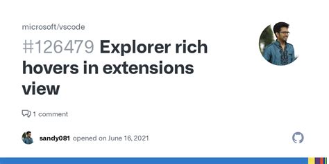 Explorer Rich Hovers In Extensions View · Issue 126479 · Microsoft Vscode · Github