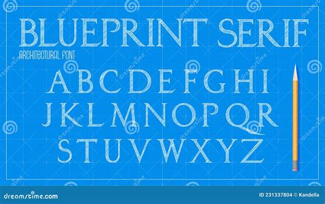 Blueprint Architecture Font Vector Illustration