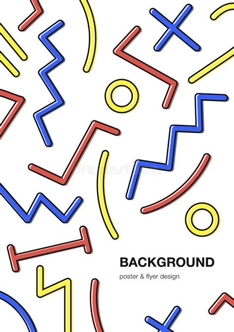 Abstract Background Trendy Poster With Geometric Pattern Shapes Retro Style Backdrop With