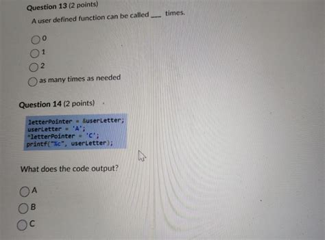 Solved A User Defined Function Can Be Called Times As Many