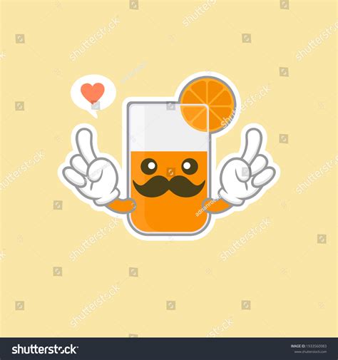 Cute Kawaii Orange Juice Cartoon Character Stock Vector Royalty Free