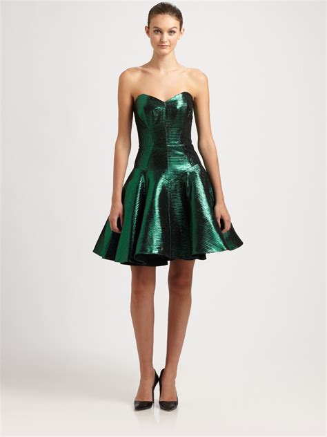 Milly Lisa Metallic Dress In Green Lyst