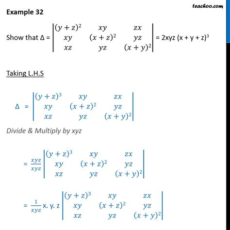 Example 32 Show That Determinant 2xyz X Y Z3 Class 12