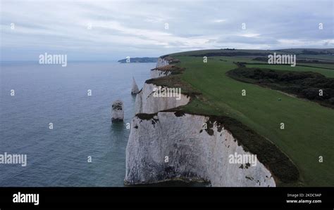 Mesmerizing Drone View Of Durdle Door Limestone Arch Famous Landmark