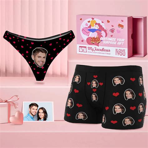 Custom Face Couple Matching Underwear Love Heart Personalized Funny Un