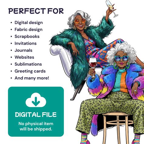 Retired Black Grandma Clipart Sassy African American Senior Png