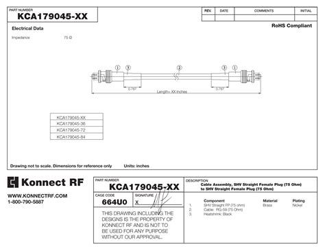 Cable Assembly Shv Straight Female Plug 75 Ohm To Shv Straight