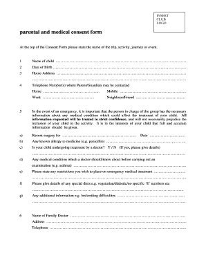 Fillable Online Orkney Gov Parental And Medical Consent Form Template