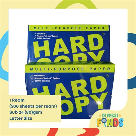 1 REAM Hard Copy Bond Paper Copy Paper Sub 24 80 GSM Short Letter
