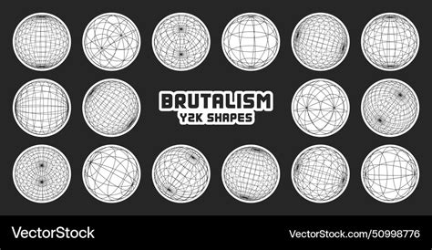 Wireframe Shapes Lined Sphere Perspective Mesh Vector Image