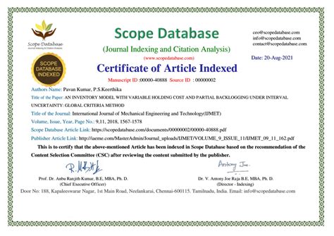 Pdf Certificate An Inventory Model With Variable Holding Cost And Partial Backlogging Under