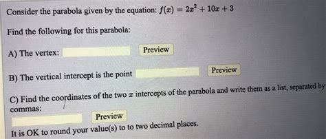 solved show intro instructions consider the quadratic