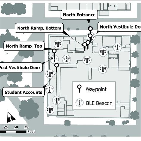 Map Of The Location Of Bluetooth Low Energy Ble Beacons As Well As