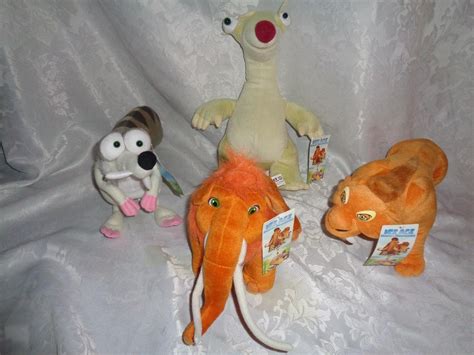 New Ice Age Lot Of 4 Dawn Dinosaurs Diego Sid Ellie Scrat Plush Animals