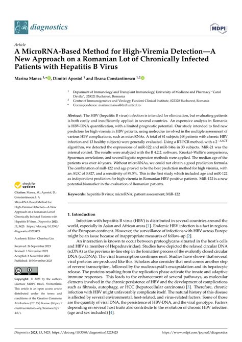 Pdf A Microrna Based Method For High Viremia Detectiona New Approach