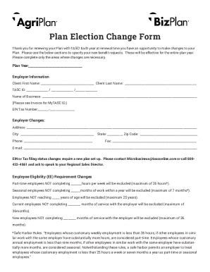 Fillable Online Plan Election Change Form Fax Email Print PdfFiller