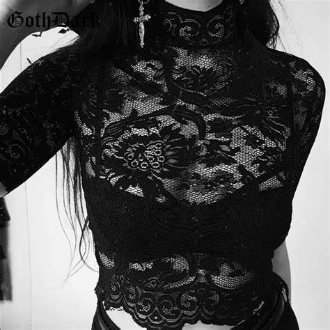 Free Shipping Goth Dark Aesthetic Mesh Hollow Out T Shirts Hole