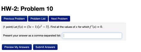 Solved 1 Point Let Fx3x−1x2−3 Find All The Values