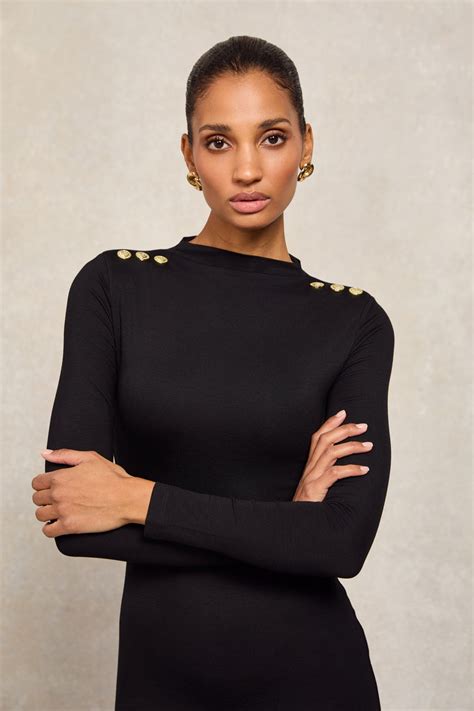 Harper Long Sleeve Maxi Dress Black Holland Cooper