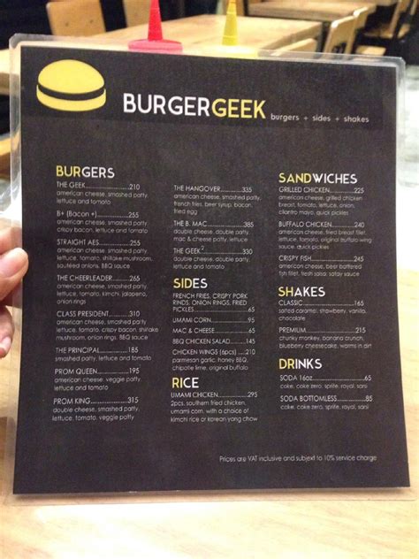 Menu At Burger Geek Restaurant Muntinlupa