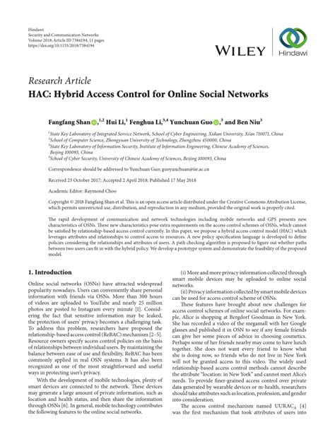 Pdf Hac Hybrid Access Control For Online Social Networks