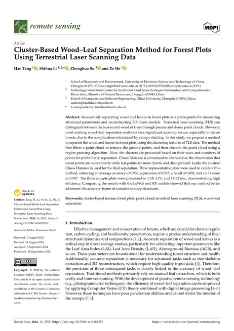Pdf Cluster Based Woodleaf Separation Method For Forest Plots Using